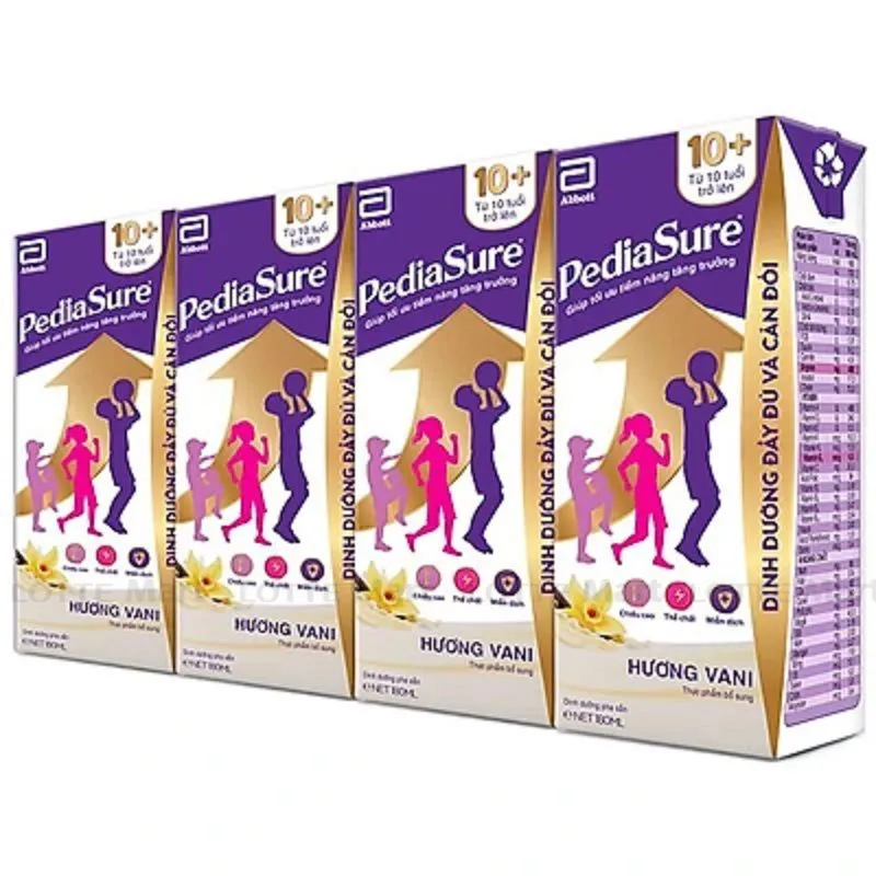 Sữa Bột Pha Sẵn Abbout Pediasure 10+ Hương Vani Lốc 4 Hộp 180ml