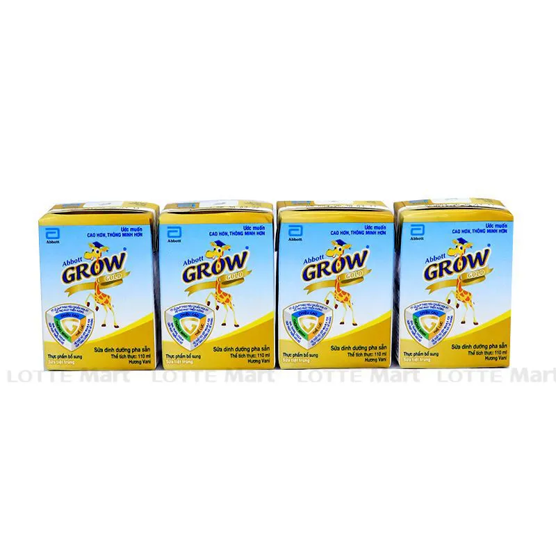 Sữa Dinh Dưỡng Pha Sẵn Abbott Grow Gold Hương Vani 100ml Lốc 4 Hộp