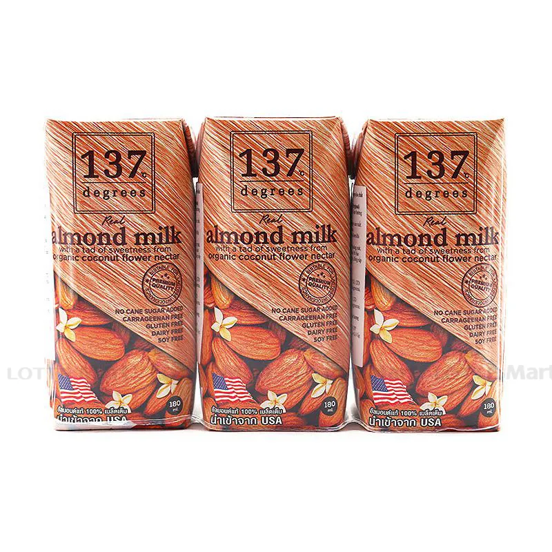 Sữa Hạt Hạnh Nhân 137 Degrees Nguyên Chất Lốc 3 Hộp 180ML