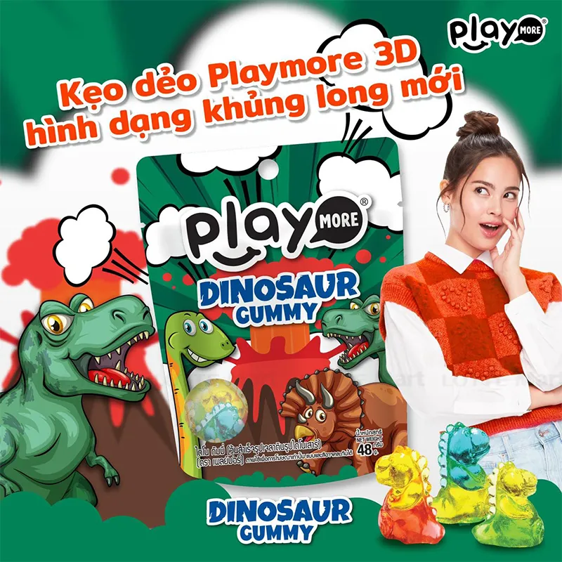 Kẹo Dẻo Playmore Hình Con Khủng Long 48g