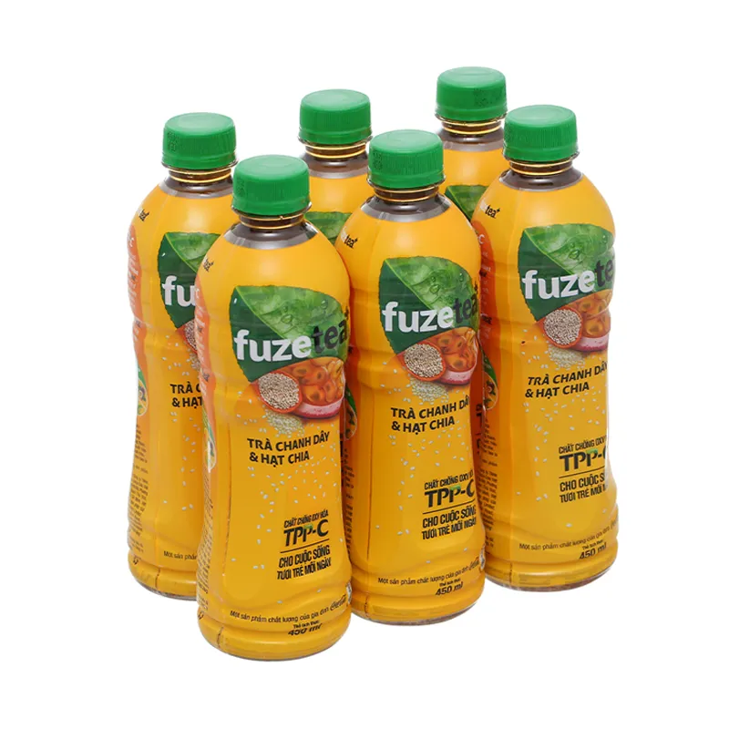 Lốc 6 Chai Trà Chanh Dây Và Hạt Chia Fuze Tea Plus 450ml/Chai