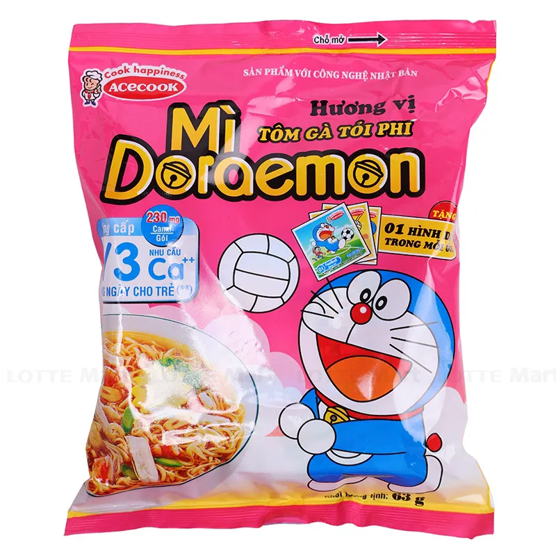 Mì Acecook Doraemon Tôm Gà Tỏi Phi Gói 63g