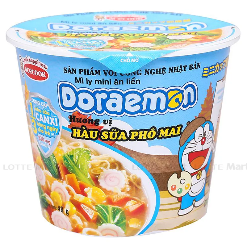 Mì Mini Doremon Hàu Sữa Phô Mai Ly 48G