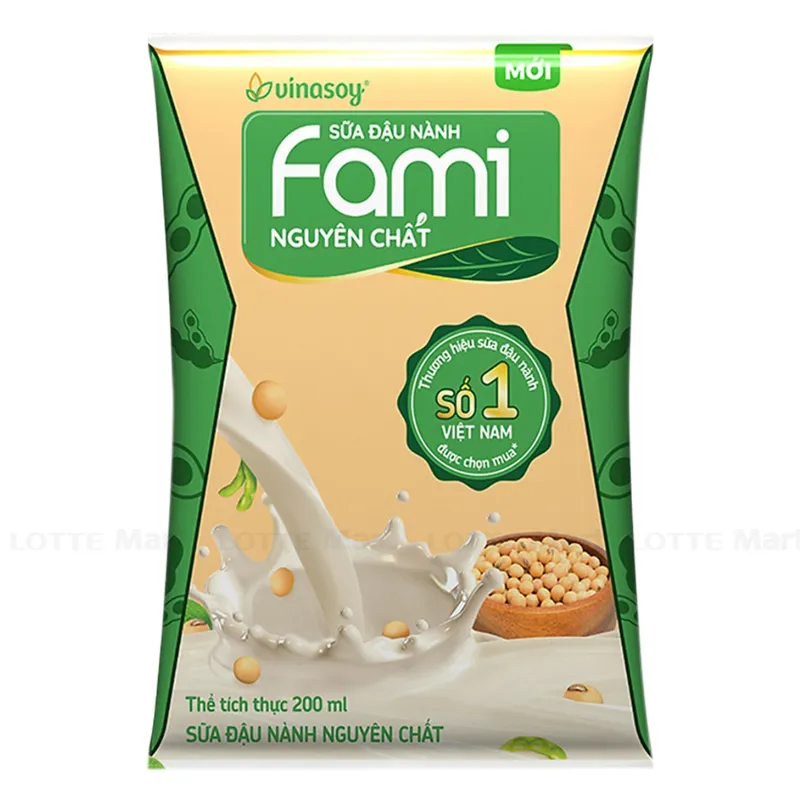 Sữa Đậu Nành Vinasoy Fami Nguyên Chất Bịch 200ml
