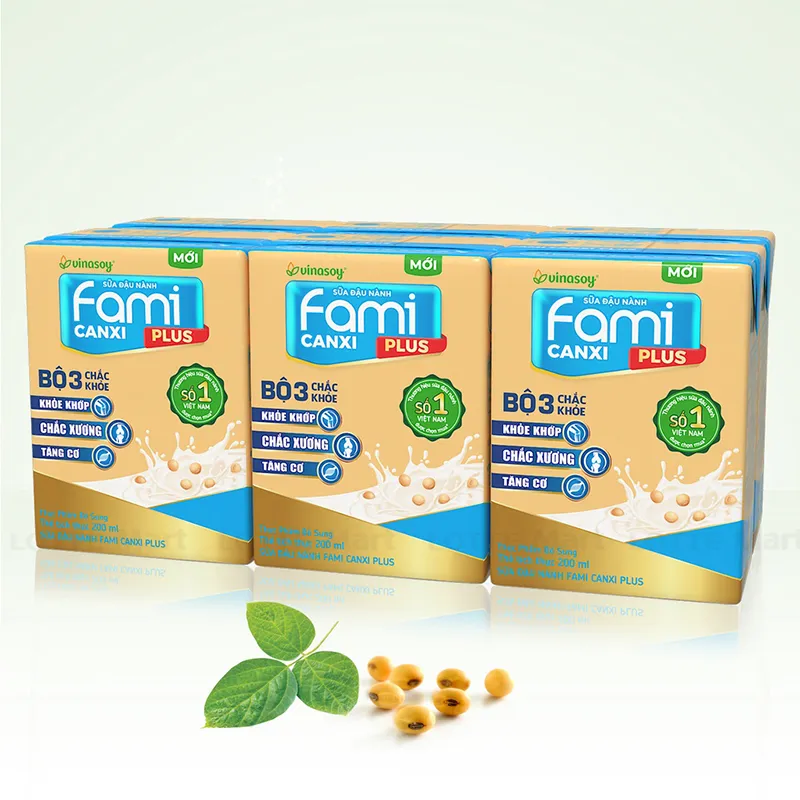 Sữa Đậu Nành Vinasoy Fami Canxi Plus Vị Hồng Trà Lốc 6 Hộp 200ml