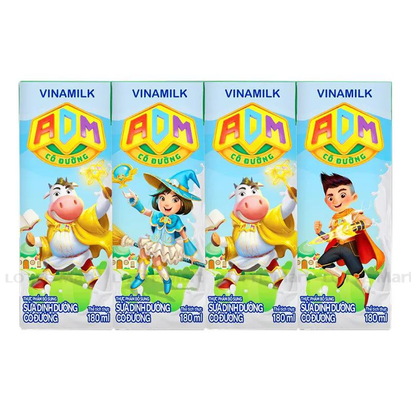 Sữa Dinh Dưỡng Vinamilk ADM Có Đường Lốc 4 Hộp 180ML