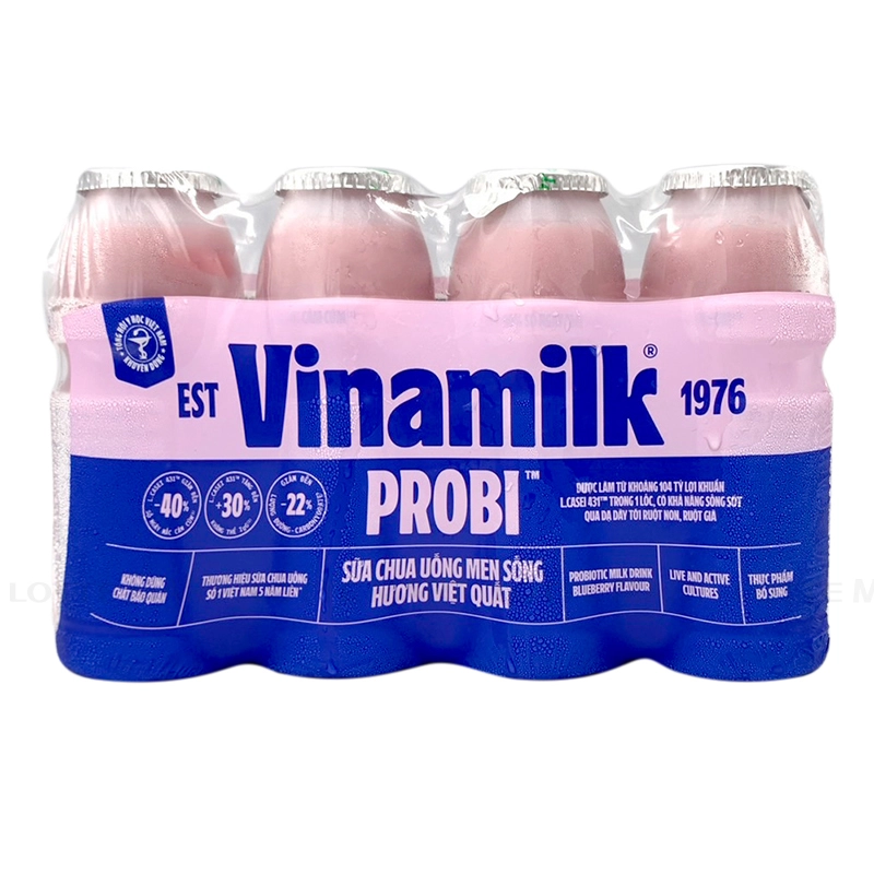 Sữa Chua Uống Vinamilk Probi Hương Việt Quất Lốc 4 Chai 130ml