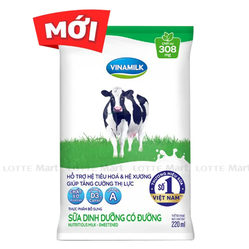 Sữa Dinh Dưỡng Vinamilk Có Đường Bịch 220ML