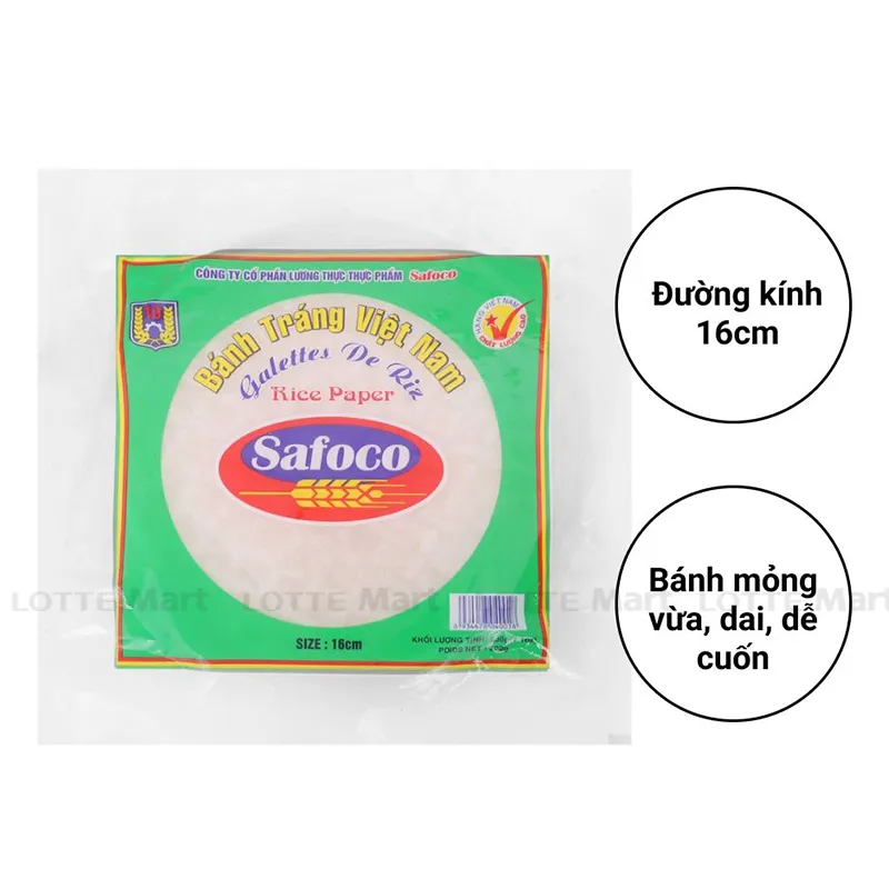 Bánh Tráng Safoco 16cm Gói 200g