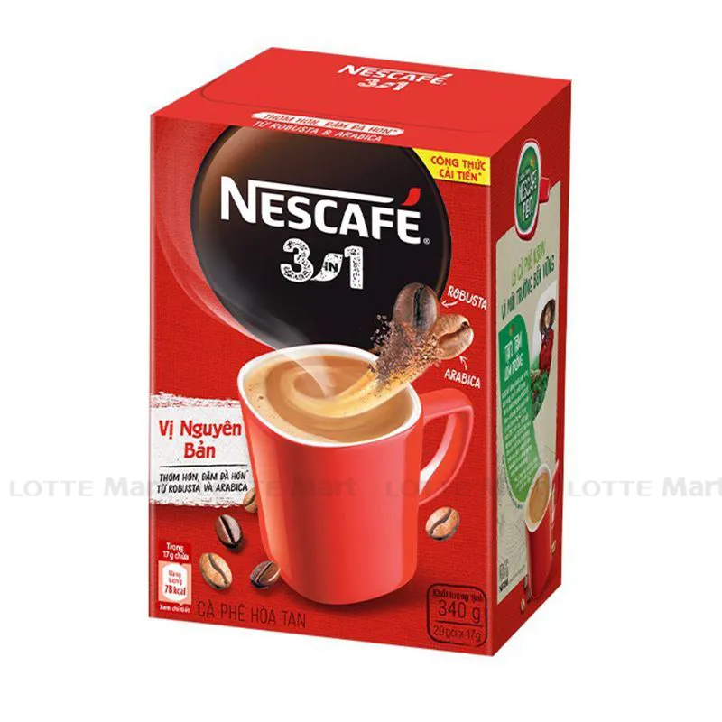 Cà Phê Nescafe 3In1 Vị Nguyên Bản 340G (17Gx20 Gói)