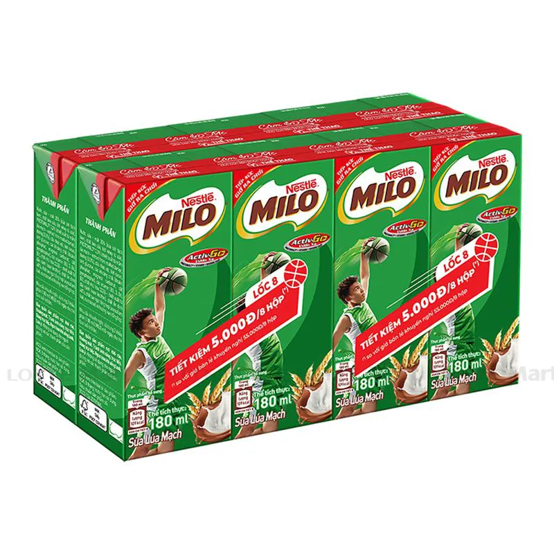 Sữa Lúa Mạch Milo Active Go Lốc 8 Hộp 180ml