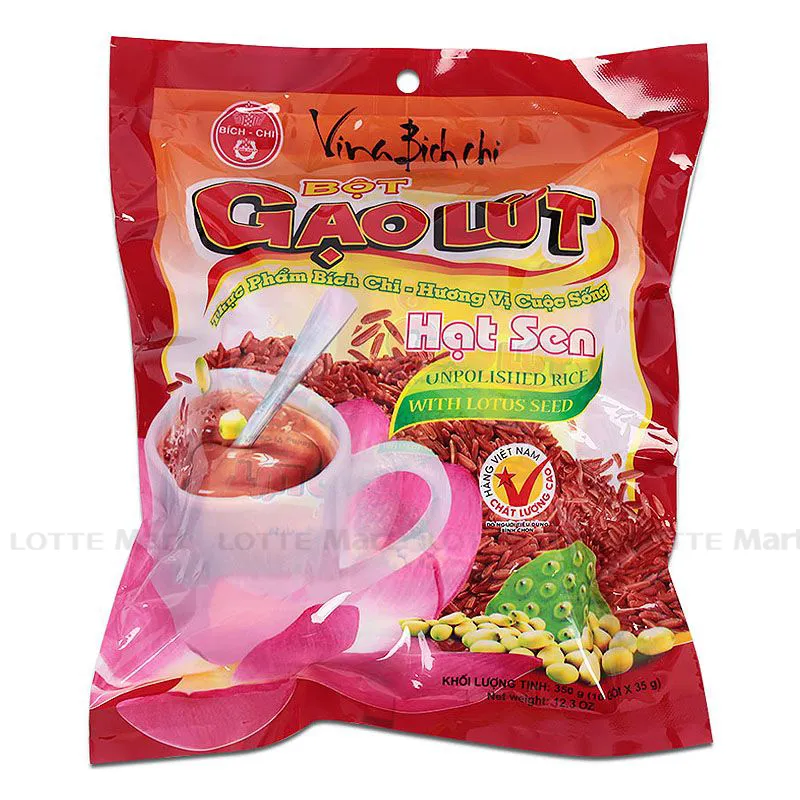 Bột Gạo Lứt Hạt Sen Bích Chi Gói 350G (35G x 10 Gói)