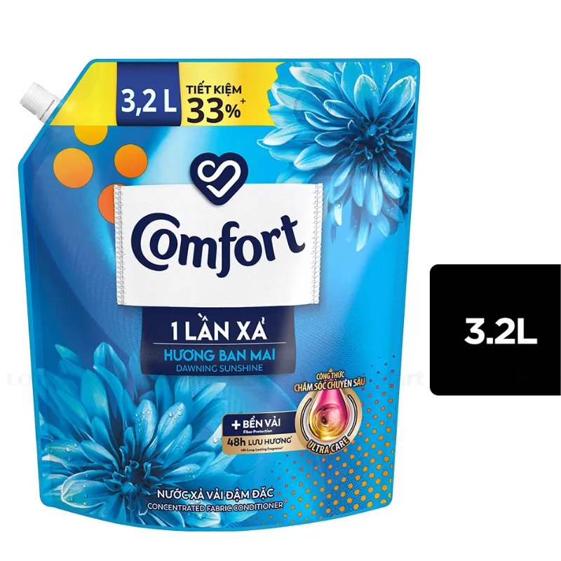 Nước Xả Vải Comfort 1 Lần Xả Giữ Màu Hương Ban Mai Túi 3.2L