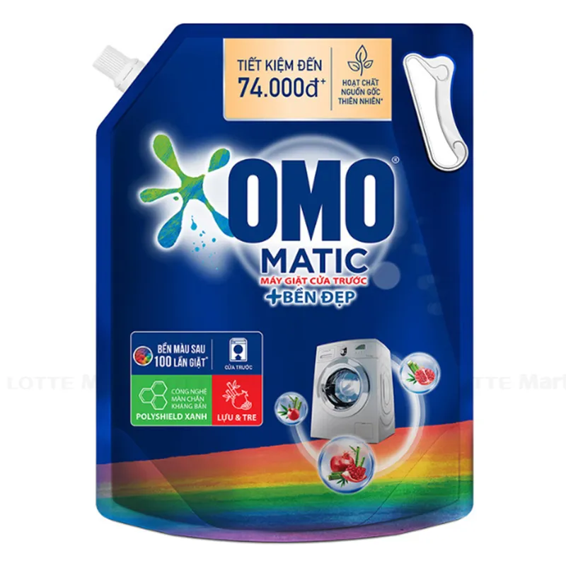 Nước Giặt Omo Matic Cửa Trước Bền Đẹp Lựu & Tre 3.6kg