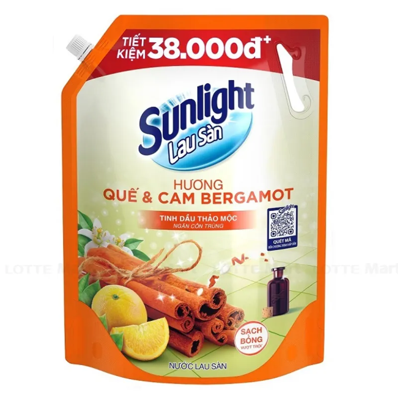 Nước Lau Sàn Sunlight Quế & Cam Bergamot Ngăn Côn Trùng Túi 3.4kg