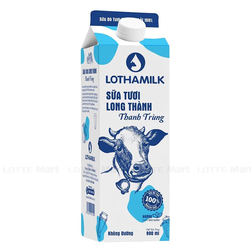 Sữa Tươi Thanh Trùng Lothamilk Không Đường Hộp 900ML