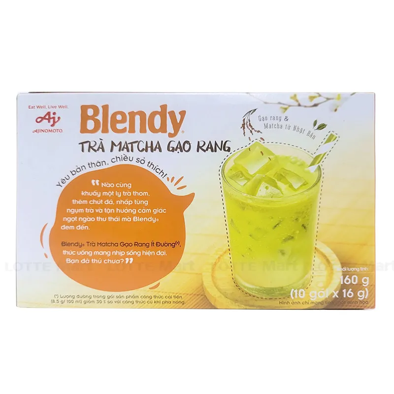 Trà Sữa Hòa Tan Blendy Matcha Gạo Rang 160g (16g x 10 Gói)