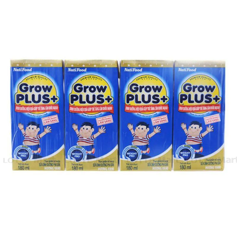 Sữa Dinh Dưỡng Nutifod Grow Plus+ Hương Vani Lốc 4 Hộp 180ml