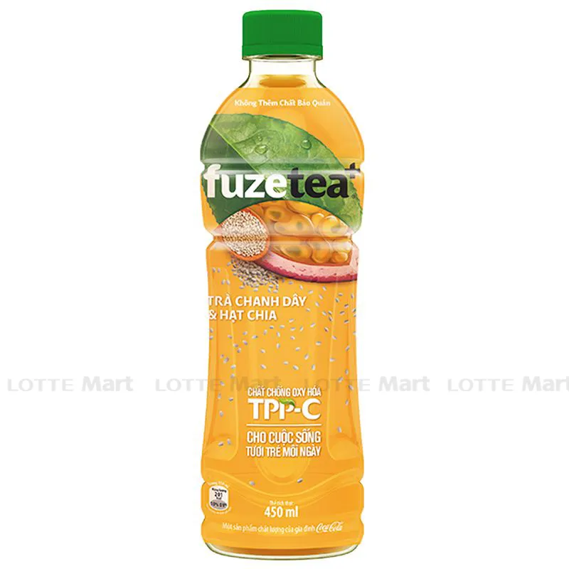 Trà Chanh Dây Và Hạt Chia Fuze Tea Plus Chai 450ml