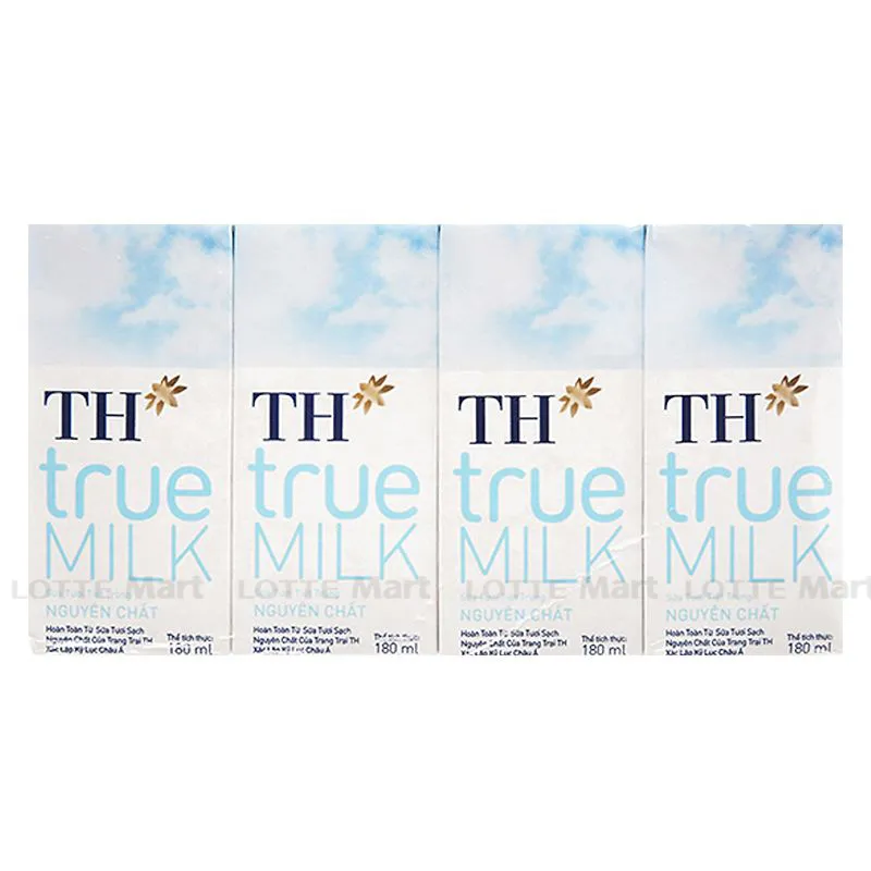 Sữa Tươi Tiệt Trùng TH True Milk Nguyên Chất Lốc 4 Hộp 180ml