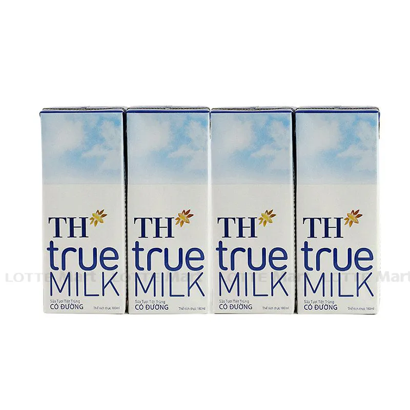 Sữa Tươi Tiệt Trùng TH True Milk Có Đường Lốc 4 Hộp 180ml