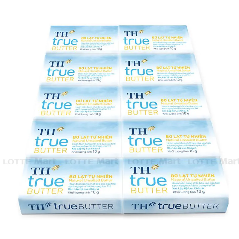 Bơ Lạt Tự Nhiên TH True Butter Lốc 10 Hũ 10G
