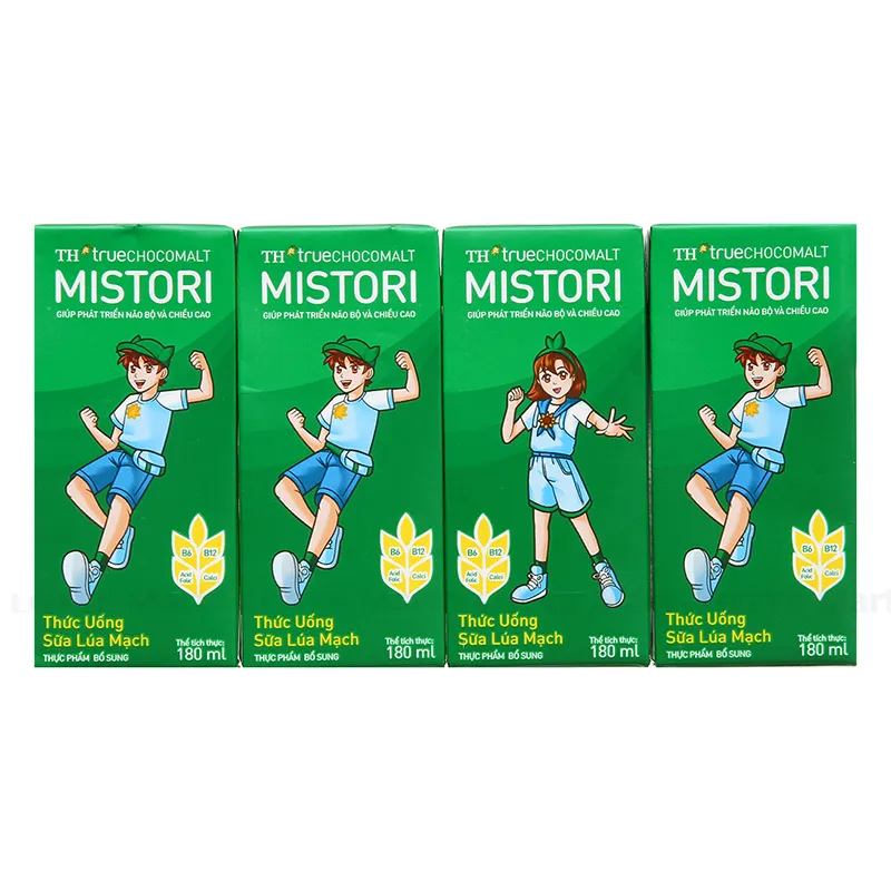 Thức Uống Sữa Lúa Mạch TH True Chocomalt Mistori Lốc 4 Hộp 180ml
