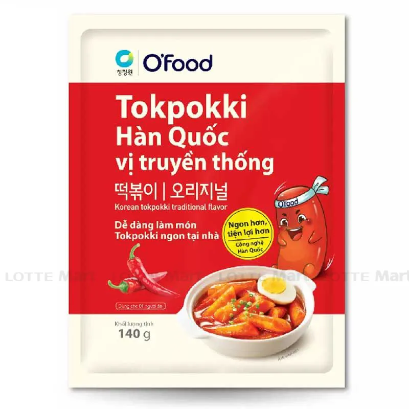 Bánh Gạo Tokpokki Hàn Quốc Vị Truyền Thống O'Food Gói 140G