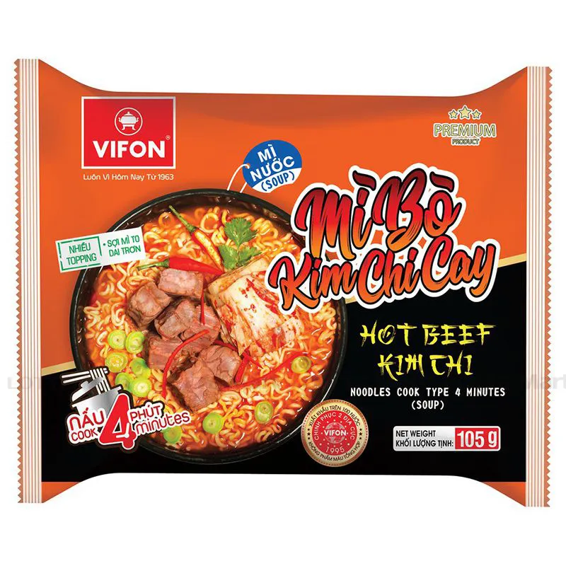 Mì Bò Kim Chi Cay Vifon Gói 105G