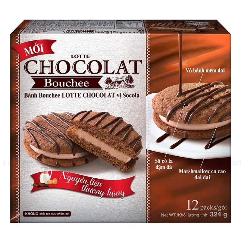 Bánh Lotte Chocolat Bouchee Vị Socola 12 Cái Hộp 324g