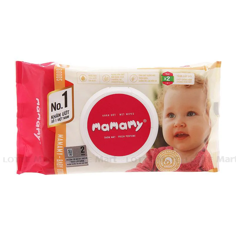 Khăn Ướt Em Bé Mamamy Thơm Mát 100 Miếng