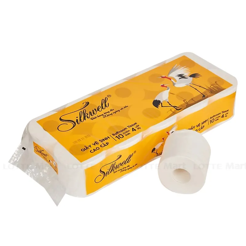 Giấy Vệ Sinh Silkwell 4 Lớp Lốc 10 Cuộn