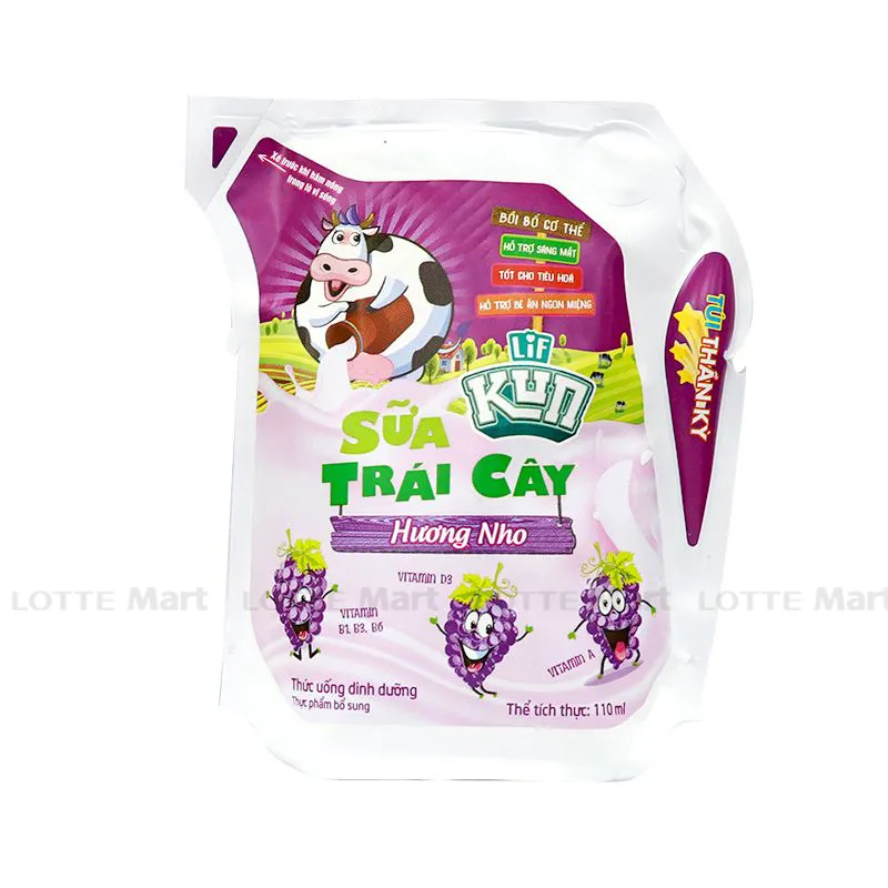 Sữa Kun Trái Cây Hương Nho Túi 110ML