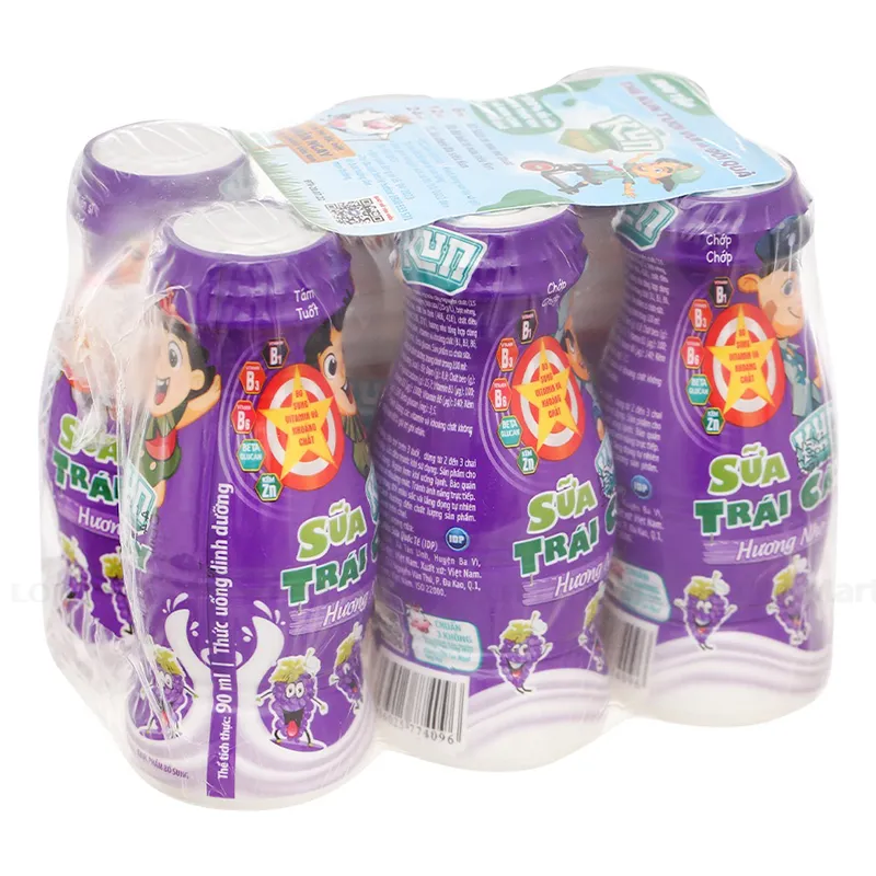 Sữa Trái Cây Kun Hương Nho Lốc 6 Chai 85ml