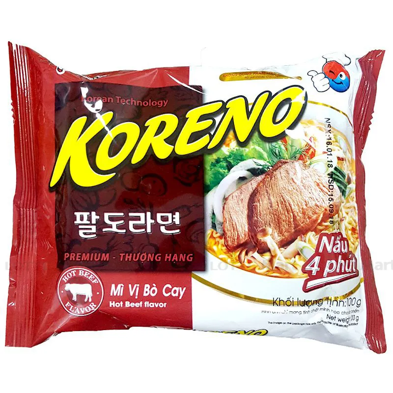 Mì Koreno Vị Bò Cay Gói 100G