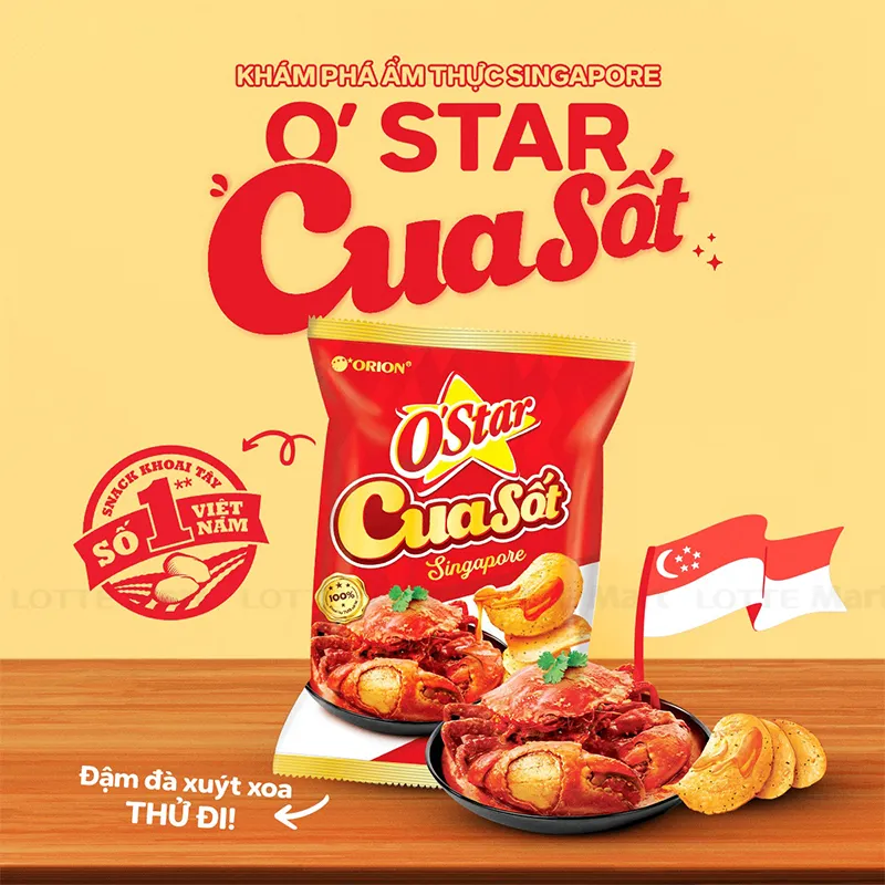 Snack O'Star Vị Cua Sốt Singapore Gói 52g