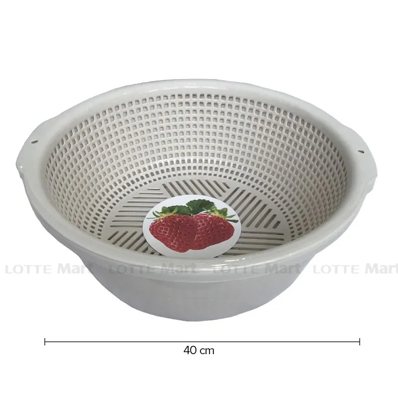 Bộ Thau Rổ Tròn Tự Lập Màu Xám Sữa 40cm