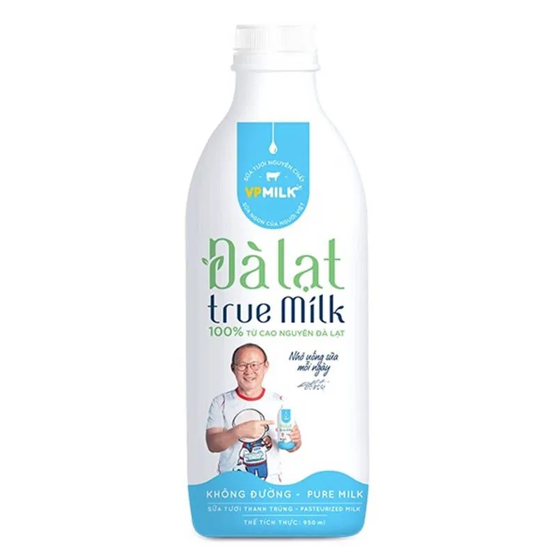 Sữa Thanh Trùng VPMilk Đà Lạt Fresh Milk Không Đường Chai 950ML