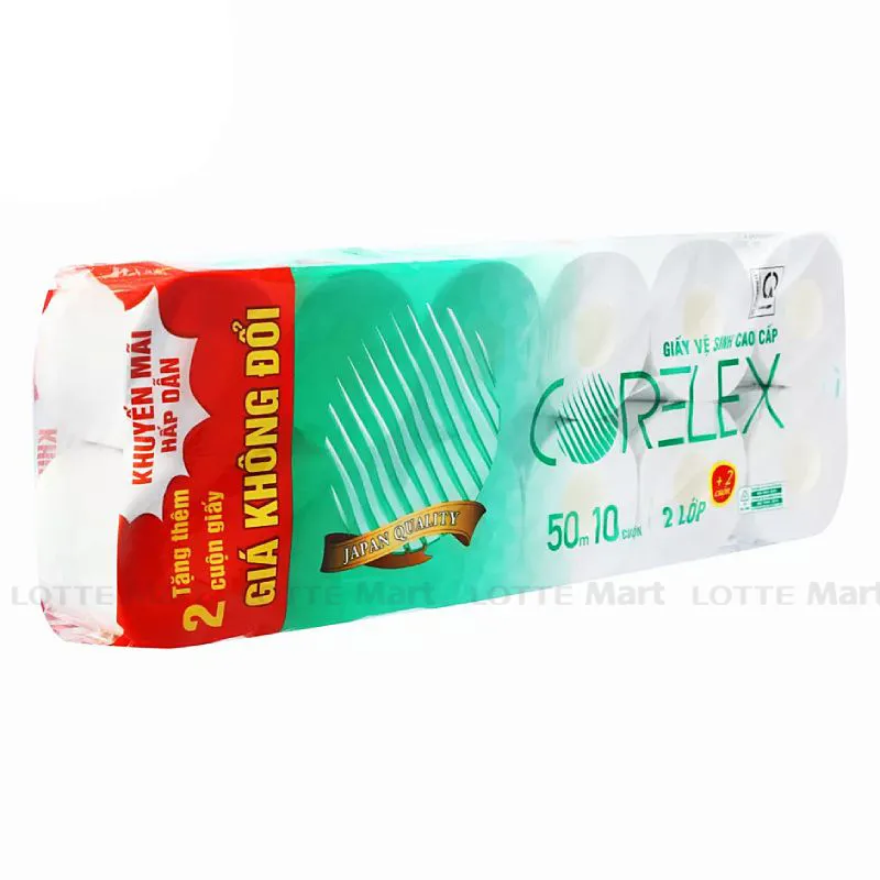 Giấy Vệ Sinh Corelex Cao Cấp Có Lõi Lốc 10 Cuộn