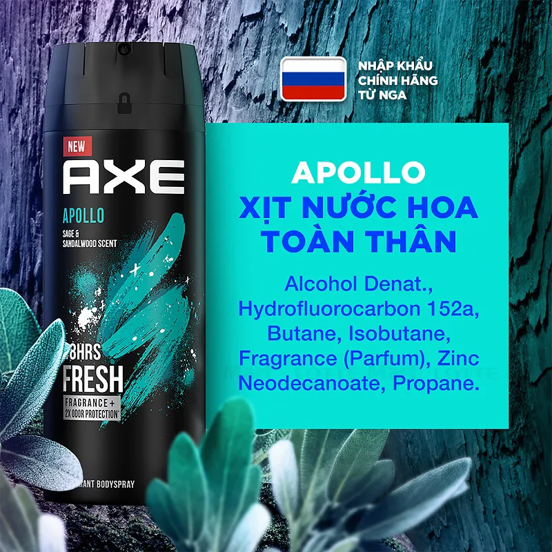 Xịt Khử Mùi Nước Hoa AXE Apollo Toàn Thân Nam 135ml