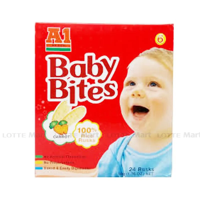 Bánh Gạo Ăn Dặm A1 Vị Cà Rốt Baby Bites Hộp 50g (Cho Trẻ Từ 6 Tháng)