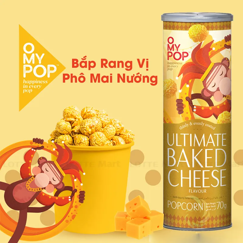 Snack Bắp Rang O My Pop Vị Phô Mai Nướng 70g