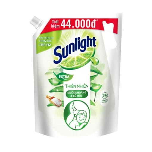 Nước Rửa Chén Sunlight Thiên Nhiên Muối Khoáng & Lô Hội Túi 3.4 Kg